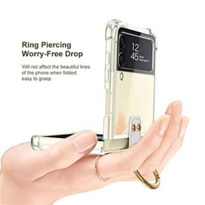 SHIEID Samsung Z Flip 4 Case, Galaxy Z Flip 4 Clear Case with Ring Stand Protective Cover for Samsung Galaxy Z Flip 4 5G