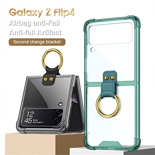 SHIEID Samsung Z Flip 4 Case, Galaxy Z Flip 4 Clear Case with Ring Stand Protective Cover for Samsung Galaxy Z Flip 4 5G