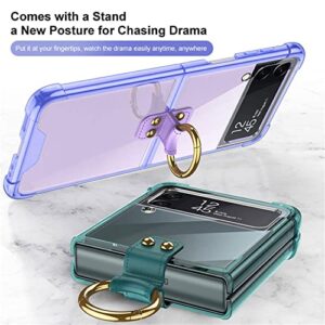 SHIEID Samsung Z Flip 4 Case, Galaxy Z Flip 4 Clear Case with Ring Stand Protective Cover for Samsung Galaxy Z Flip 4 5G