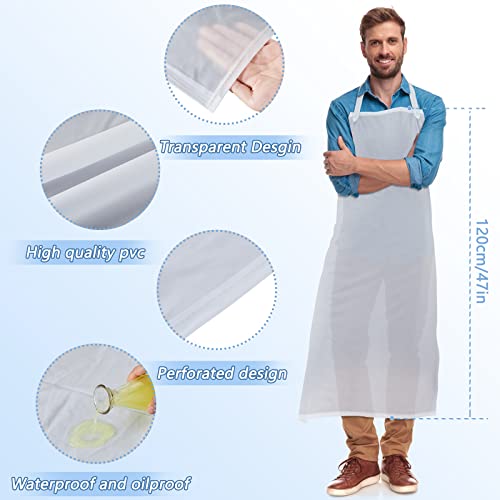 3 Pieces Heavy Duty Transparent PVC Waterproof Aprons Unisex 47 Inches Clear Plastic Aprons Vinyl Aprons for Dishwashing Cooking Grooming Cleaning Butcher Work