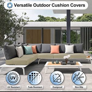 OutdoorLines Patio Seat Cushion Cover Replacement, Waterproof Cushion Cover for Outdoor Furniture, Anti-Slip Patio Chair Cushion Cover for Garden and Backyard (Set of 4, 24"x24"x4", Camel, Cover Only)