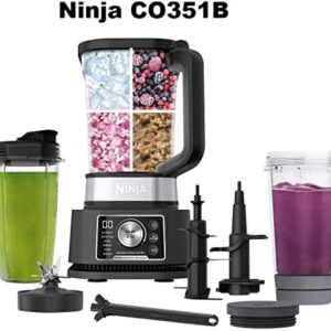 Ninja CO351B SS351 Kitchen Nutri Foodi Power Pitcher System, Smoothie Bowl Maker, 4in1 Blender + Food Processor, Single Serve Blender 1400WP smartTORQUE 6 Auto-iQ Presets (Renewed)