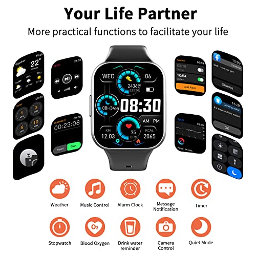 Smart Watch for Men Women, 1.69'' Fitness Tracker Health Monitor for Heart Rate, Blood Oxygen, Sleep,25 Sport Modes Activity Trackers IP68 Waterproof,Message Notification Fitness Watch for Android iOS