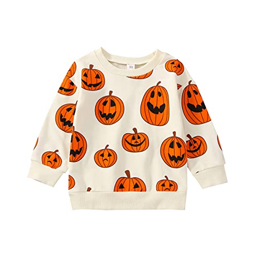 Toddler Kids Baby Girl Boy Halloween Outfit Pumpkin Sweatshirt Oversized Onesie Romper Sweater Matching Clothes (Sweatshirt Pumpkin,2-3T)