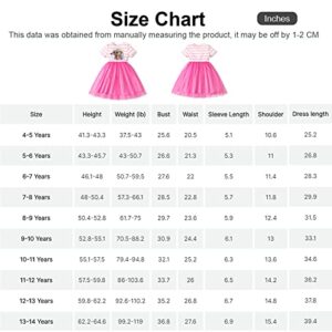 L.O.L. Surprise! Kid Girls Striped Glitter Design Short Sleeve Tutu Dress Tulle Princess Dress Party Birthday 11-12 Years Pink