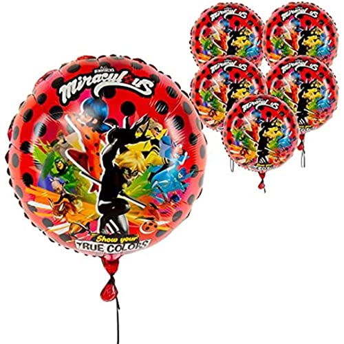 Miraculous Ladybug Party Balloon Set - 5 Count of 17 inch Foil Foil Balloons - Celebration, Birthday Party, Toddlers - Cat Noir - Party Supplies - Officially Licensed