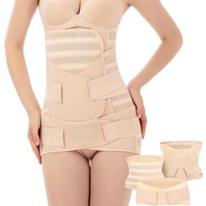 postpartum waist trainer for women - 3 in 1 postpartum belly support recovery wrap, adjustable postpartum belly band, breathable postpartum belly wrap c-section recovery for body shaper back support l