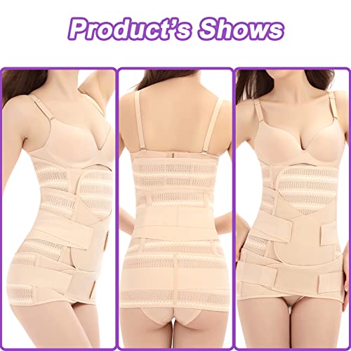 Postpartum Waist Trainer for Women - 3 in 1 Postpartum Belly Support Recovery Wrap, Adjustable Postpartum Belly Band, Breathable Postpartum Belly Wrap C-section Recovery for Body Shaper Back Support L