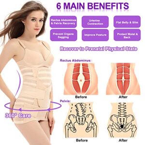 Postpartum Waist Trainer for Women - 3 in 1 Postpartum Belly Support Recovery Wrap, Adjustable Postpartum Belly Band, Breathable Postpartum Belly Wrap C-section Recovery for Body Shaper Back Support L