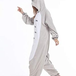 Sqlszt Animal Onesie Adult One Piece Pajamas Unisex Cosplay Costume for Women Men XL Grey