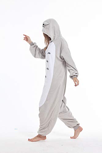 Sqlszt Animal Onesie Adult One Piece Pajamas Unisex Cosplay Costume for Women Men XL Grey