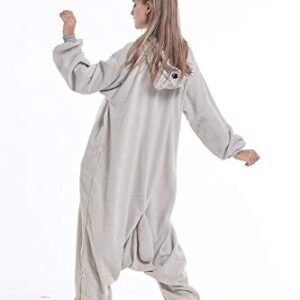 Sqlszt Animal Onesie Adult One Piece Pajamas Unisex Cosplay Costume for Women Men XL Grey