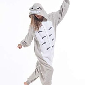 Sqlszt Animal Onesie Adult One Piece Pajamas Unisex Cosplay Costume for Women Men XL Grey