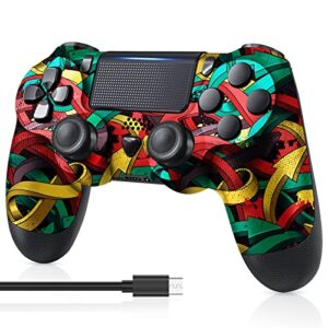 moogole ps4 controller wireless, with usb cable/1000mah battery/dual vibration/6-axis motion control/3.5mm audio jack/multi touch pad/share button, ps4 controller compatible with ps4/slim/pro/pc