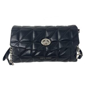 david jones paris quilted soft faux leather chain evening party shoulder crossbody bag (black)