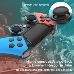 Wiv77 Wireless Controller Compatible with PS4 Controller,Ymir Works for Playstation 4 Controller Console, Scuf Controller with Bluetooth/Wireless Connection/Long Battery Life/Turbo/2 Paddles(Red Blue)