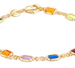 Barzel 18K Gold Plated Dark Multicolor Square Crystal Bracelet