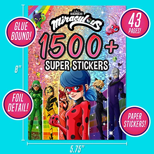 Zagtoon Miraculous Ladybug 1500+ Stickers, Ultimate Heroez Stickers, Ladybug, Cat Noir, Rena Rouge, Carapace, Vesperia, Bunnyx, Tikki, Plagg, Cute Gifts for Girls Kids Teens Adults