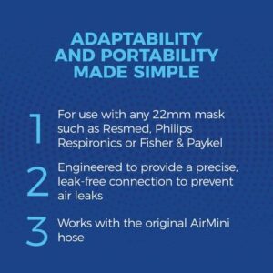 AirMini Pro Hose Connector by Snugell | Connect AirMini Original Hose to Any 22 mm Nasal Mask or Full Face Mask Model| Portable Travel Friendly Size | for AirMini Original Tubing