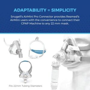 AirMini Pro Hose Connector by Snugell | Connect AirMini Original Hose to Any 22 mm Nasal Mask or Full Face Mask Model| Portable Travel Friendly Size | for AirMini Original Tubing