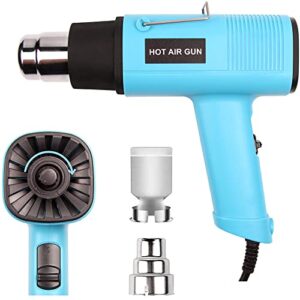 ldk heat gun 1200w 140℉~932℉ (60℃-500℃) heavy duty hot air gun kit variable temperature control with 2 temperature settings 2 nozzles for crafts, shrink wrapping, candle making, epoxy resin