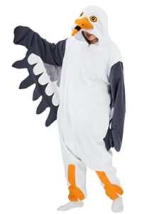 adult seagull one piece pajamas animal cosplay halloween costume for men women