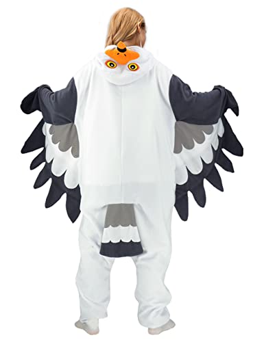 Adult Seagull One Piece Pajamas Animal Cosplay Halloween Costume for Men Women