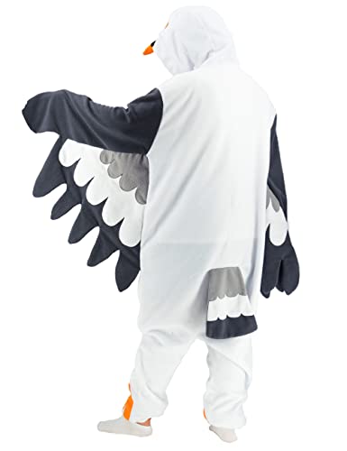 Adult Seagull One Piece Pajamas Animal Cosplay Halloween Costume for Men Women