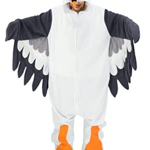 Adult Seagull One Piece Pajamas Animal Cosplay Halloween Costume for Men Women