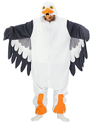 Adult Seagull One Piece Pajamas Animal Cosplay Halloween Costume for Men Women