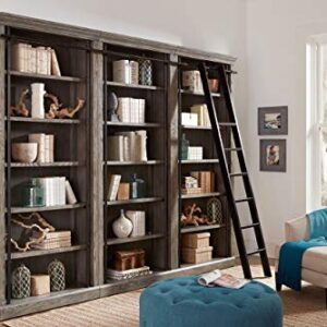 Martin Furniture Avondale 8' Tall Bookcase Wall with Ladder, Storage Organizer, Display Shelf for Office, Gray