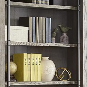 Martin Furniture Avondale 8' Tall Bookcase Wall with Ladder, Storage Organizer, Display Shelf for Office, Gray