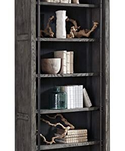 Martin Furniture Avondale 8' Tall Bookcase Wall with Ladder, Storage Organizer, Display Shelf for Office, Gray