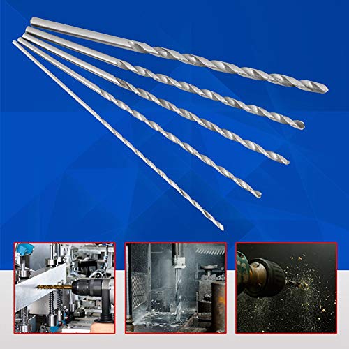 Extra Long Drill Bit Set, 5Pcs 150mm~160mm High Speed Steel Straight Shank Tool Wood Drill Bits Set 2-5 mm