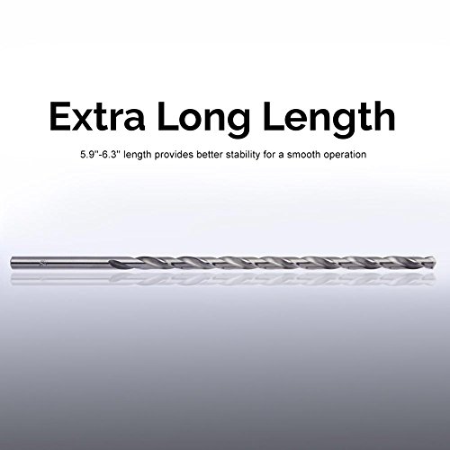 Extra Long Drill Bit Set, 5Pcs 150mm~160mm High Speed Steel Straight Shank Tool Wood Drill Bits Set 2-5 mm