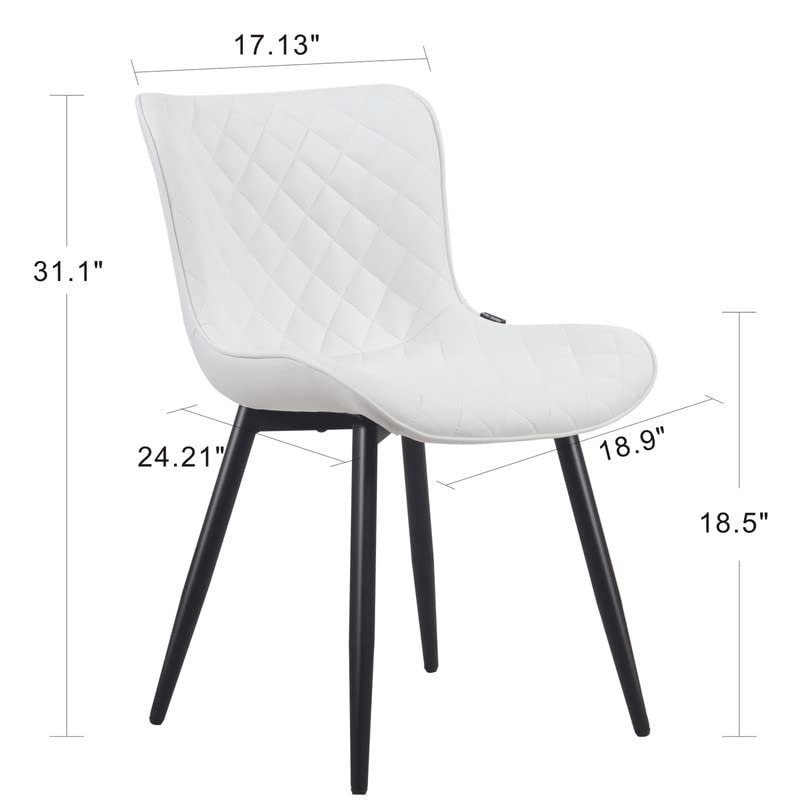 Kidol & Shellder Dining Chairs Kitchen Dining Room Chairs Set of 2 Modern Upholstered Living Room Chairs Faux Leather Vanity Chair Comfortable Contemporary Makeup Chair(White),3 Mins Quick Assembly