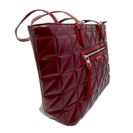 DAVID JONES Paris 2022 Women Fashion Quilted Handbag Office Lady Work Tote Everyday Shoulder Bag (Bordeaux)