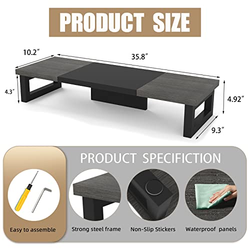 WESTREE Dual Monitor Stand Riser-Monitor Stand Riser for 2 Monitors, Sturdy Computer Monitor Stand, Multi-Purpose Desktop Storage Stand for Computer,Laptop,Printer,TV