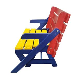 Kids Study Table and Chairs Set, Multi-Functional Children Activity Desk with 2 Bench, Indoor Outdoor Safe Steady Kid-Sized Furniture Children Table and Chair Set (Blue+red+yellow, 3 in 1)