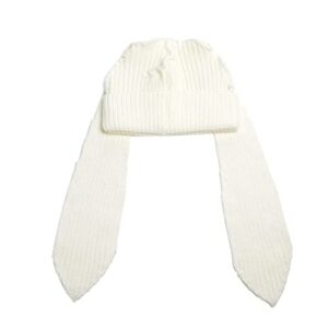 Beanie Hats for Women Cute Bunny Solid Color Knit Winter Cap Rabbit Knit Long Hair Holloween Cosplay Hat Warm Skull Cap