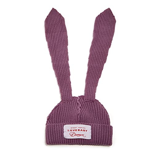 Beanie Hats for Women Cute Bunny Solid Color Knit Winter Cap Rabbit Knit Long Hair Holloween Cosplay Hat Warm Skull Cap