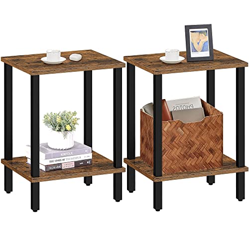 TUTOTAK End Table, Set of 2, Side Table, Nightstand, 2-Tier Storage Shelf, Sofa Table for Small Space, Living Room, Bed Room TB01BB035