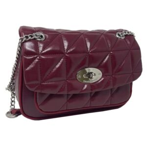 david jones paris 2022 women fashion lambskin feel quilted small flap adjustable chain shoulder crossbody bag (bordeaux)