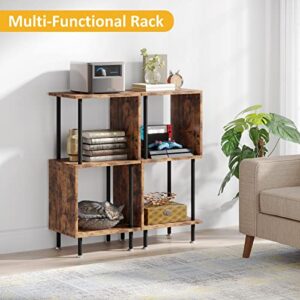 Book Shelf Bookcase, Modern Small Bookshelf for Small Spaces: S-Shaped Wooden Bookshelf Corner Bookshelf for Living Room Bedroom Home Office, Rustic Bookshelves and Bookcases Storage Organizer, 3-Tier