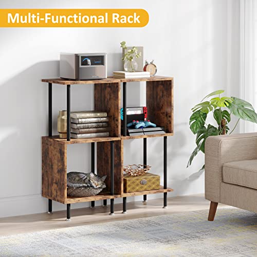 Book Shelf Bookcase, Modern Small Bookshelf for Small Spaces: S-Shaped Wooden Bookshelf Corner Bookshelf for Living Room Bedroom Home Office, Rustic Bookshelves and Bookcases Storage Organizer, 3-Tier