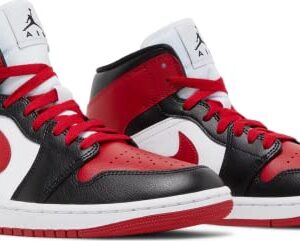 Nike Women's Air Jordan 1 Mid Shoe, Black/Red, 9.5