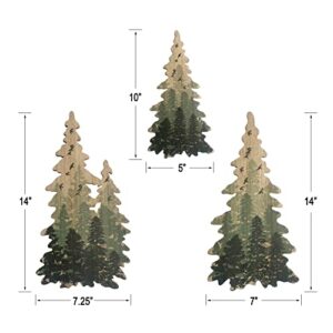 Limygus Wooden Christmas Tree Woodland Wooden Wall Art Paintings Wooden Bushes Wall Decorations Christmas Decorations Set of 3