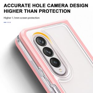 for Samsung Galaxy Z Fold 3 5G Slim Shockproof TPU Anti-Yellow Hard Premium Anti-Scratch Shockproof Acrylic Transparent Case Cover for Samsung Z Fold 3 5G Pink