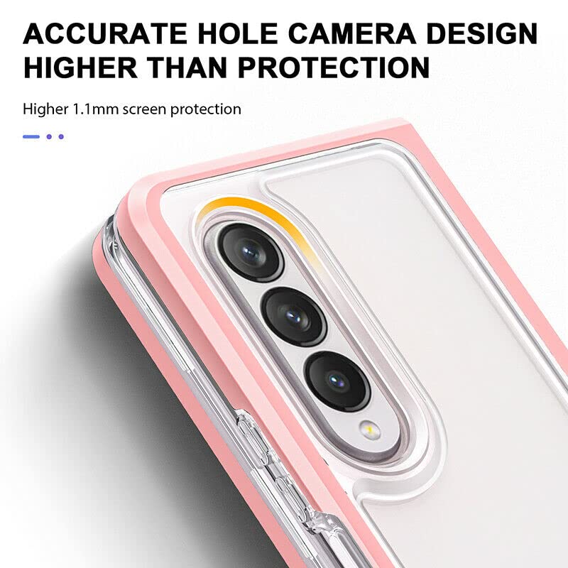 for Samsung Galaxy Z Fold 3 5G Slim Shockproof TPU Anti-Yellow Hard Premium Anti-Scratch Shockproof Acrylic Transparent Case Cover for Samsung Z Fold 3 5G Pink