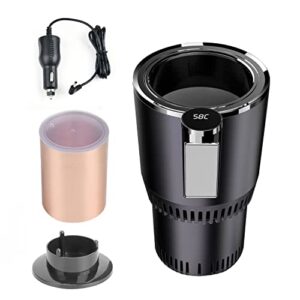 geezo 12v/24v smart temperature control travel coffee mug for car/truck,electric heated travel mug 450ml stainless steel tumbler smart heating cup keep milk warm lcd display easily washing safe